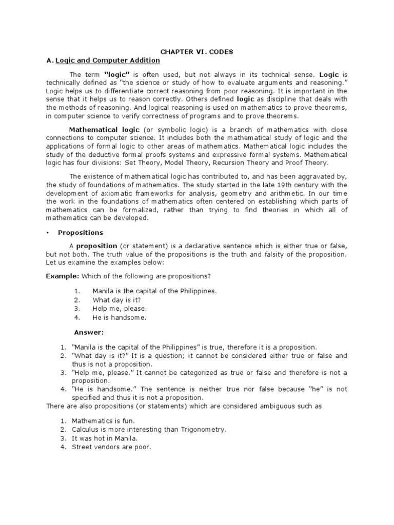 Logic and Computer Addition | PDF | Mathematical Logic | Mathematics
