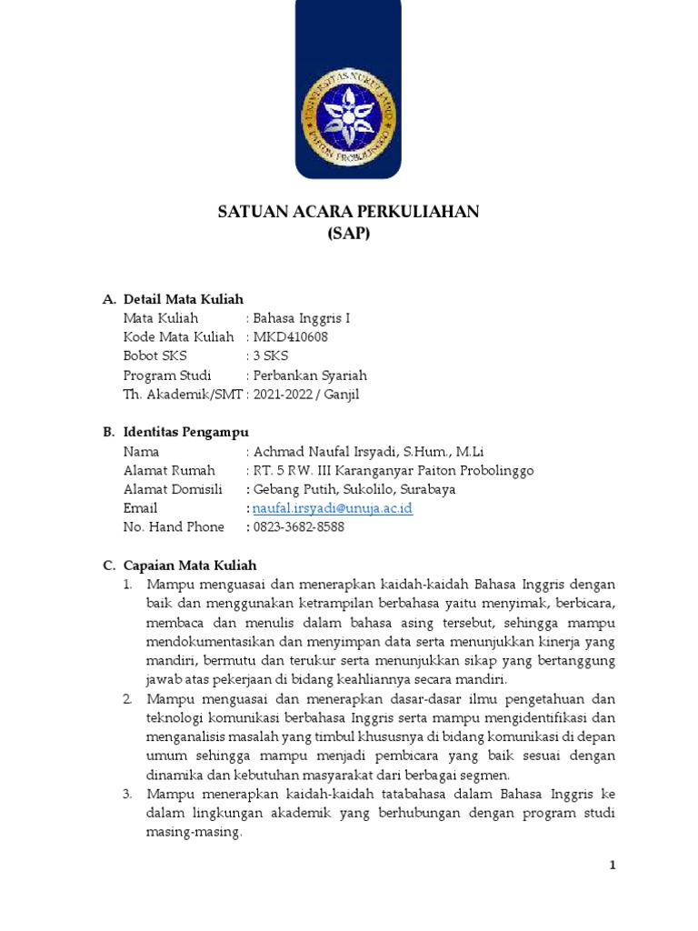 SAP - Bahasa Inggris PS | PDF