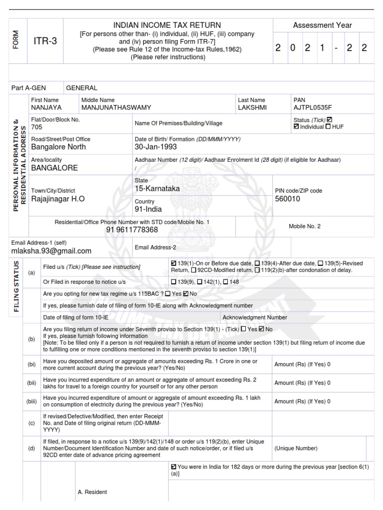 Itr3 Preview | PDF | Taxes | Revenue