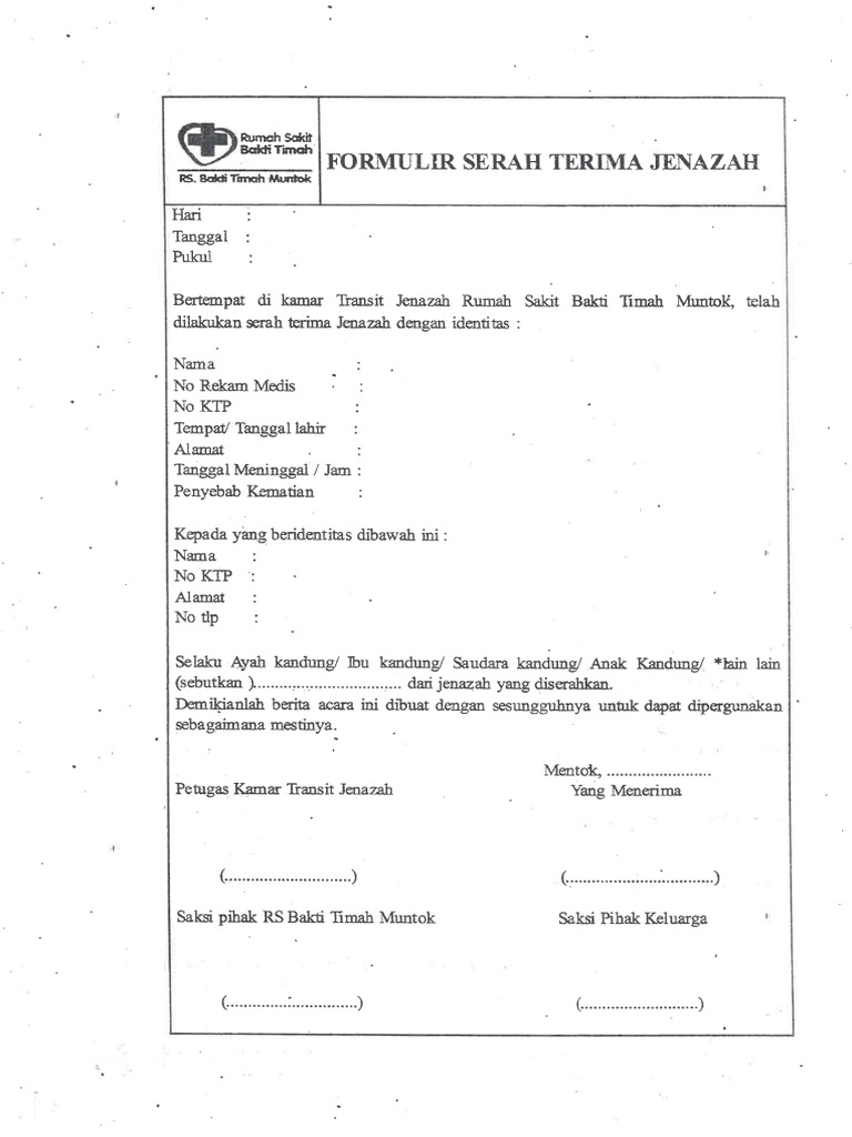 Formulir Serah Terima Jenazah | PDF