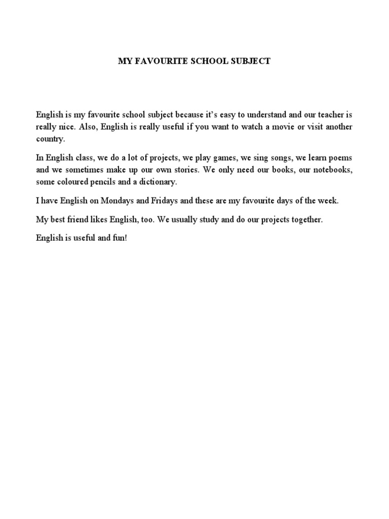 My Favourite School Subject | PDF