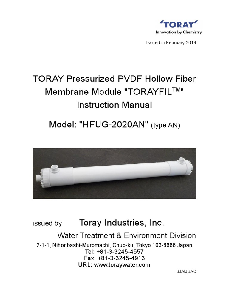 Toray HFUG-2020AN Membrane Manual | PDF | Membrane | Chemical Substances