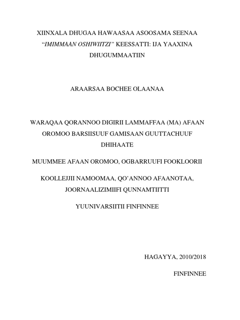 Araarsaa Bochee | PDF