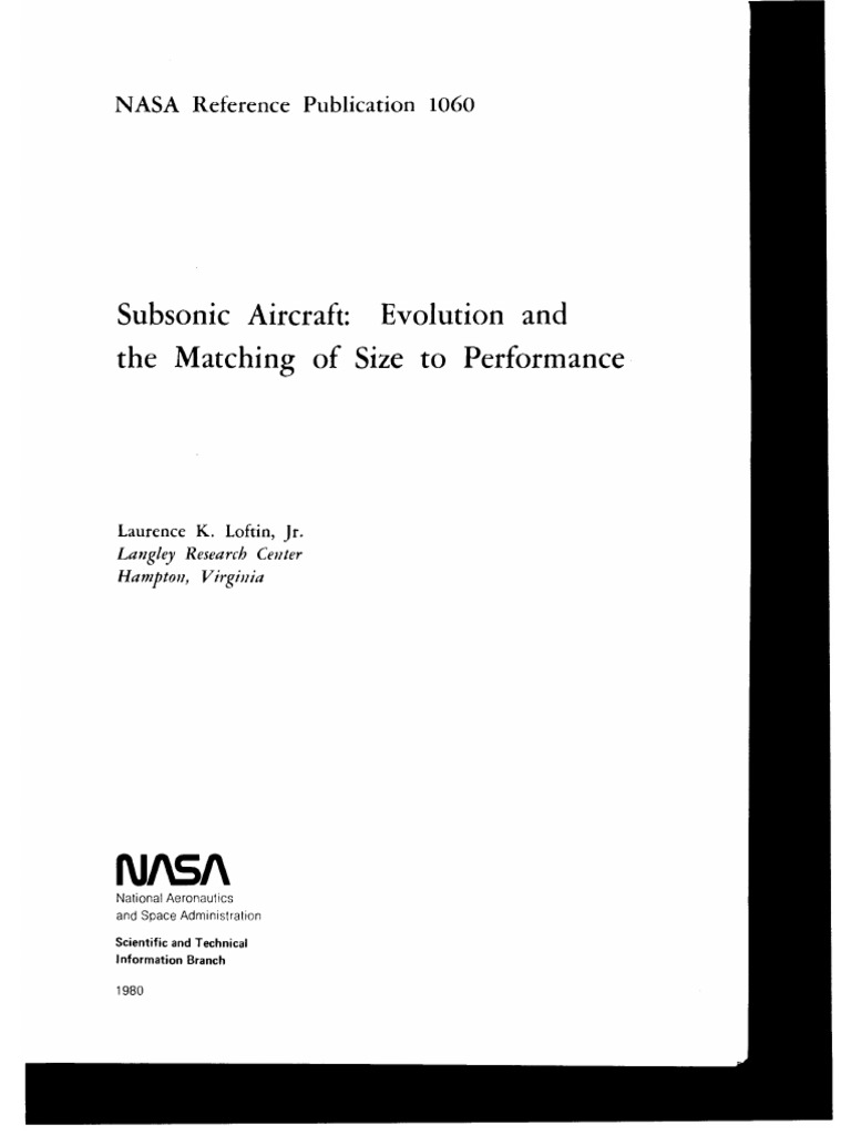 Nasa Rp1060 Loftin Subsonic Aircraft | PDF