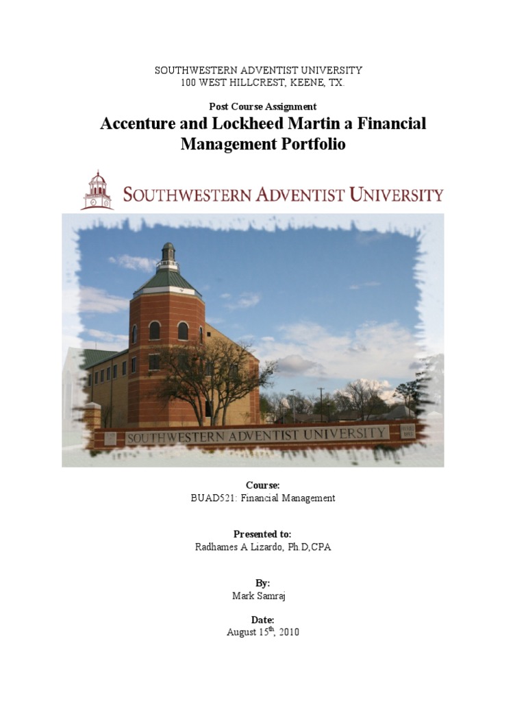 Accenture vs Lockheed Martin: Financial Analysis | PDF | Coefficient Of ...