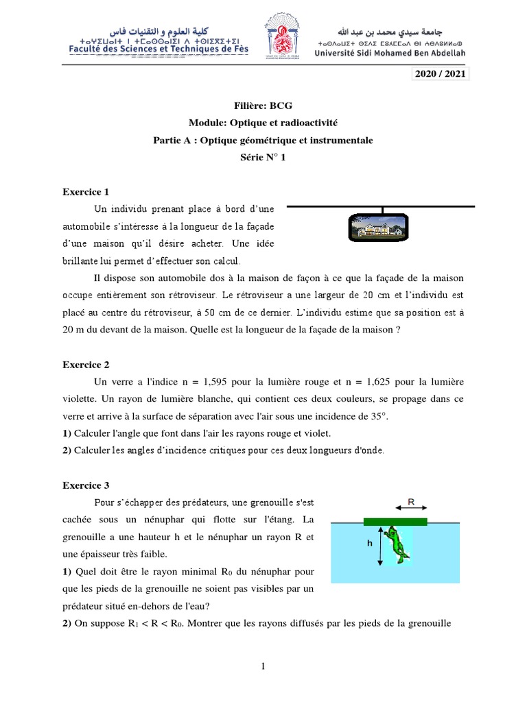 Exercices sur la réflexion et réfraction | PDF | Réfraction | Obliger