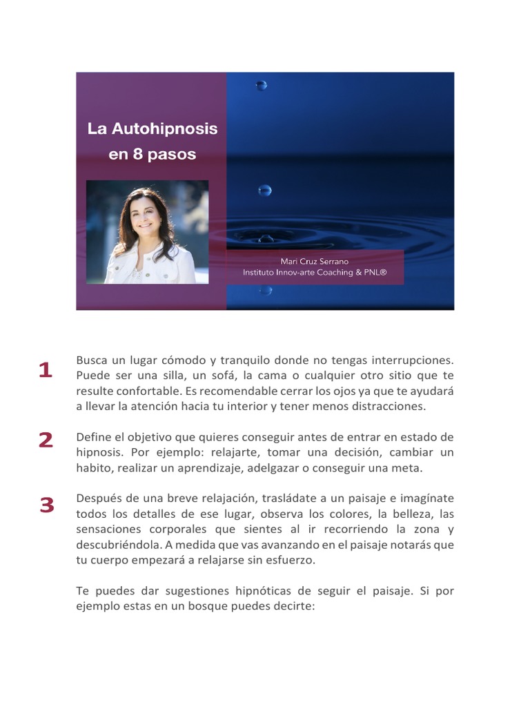La Autohipnosis en 8 Pasos Mari Cruz Serrano | PDF | Hipnosis