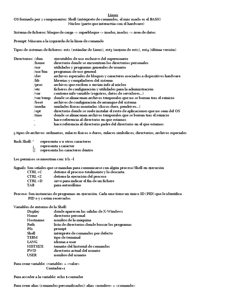 Resumen Linux | PDF | Archivo de computadora | Interfaz de línea de comando