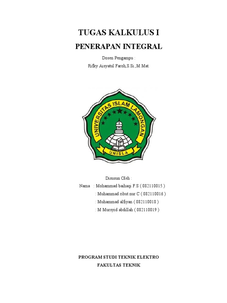 Makalah Kalkulus Penerapan Integral | PDF