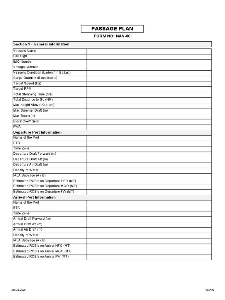 Nav-00 PASSAGE PLAN | PDF | Hydrography | Navigation