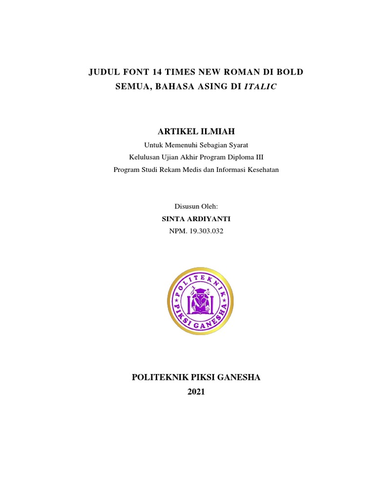 CONTOH PENULISAN FORMAT ARTIKEL Ok | PDF