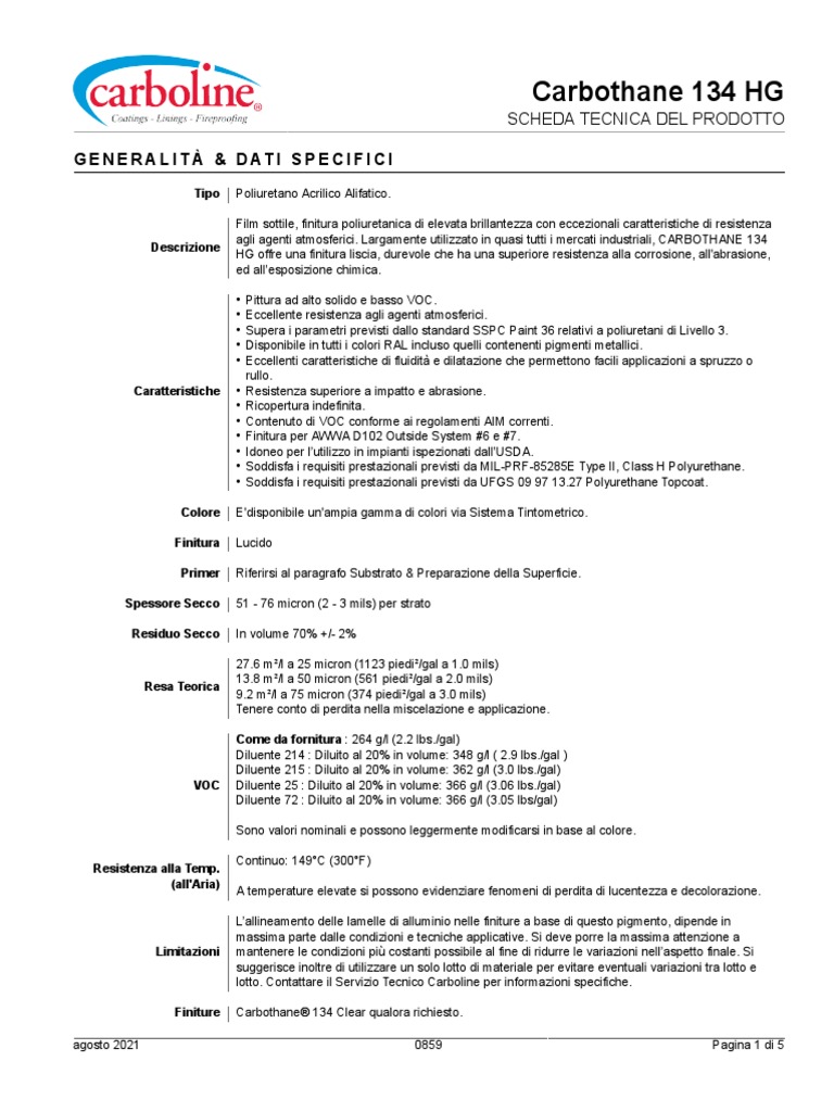 Carbothane 134 HG PDS | PDF