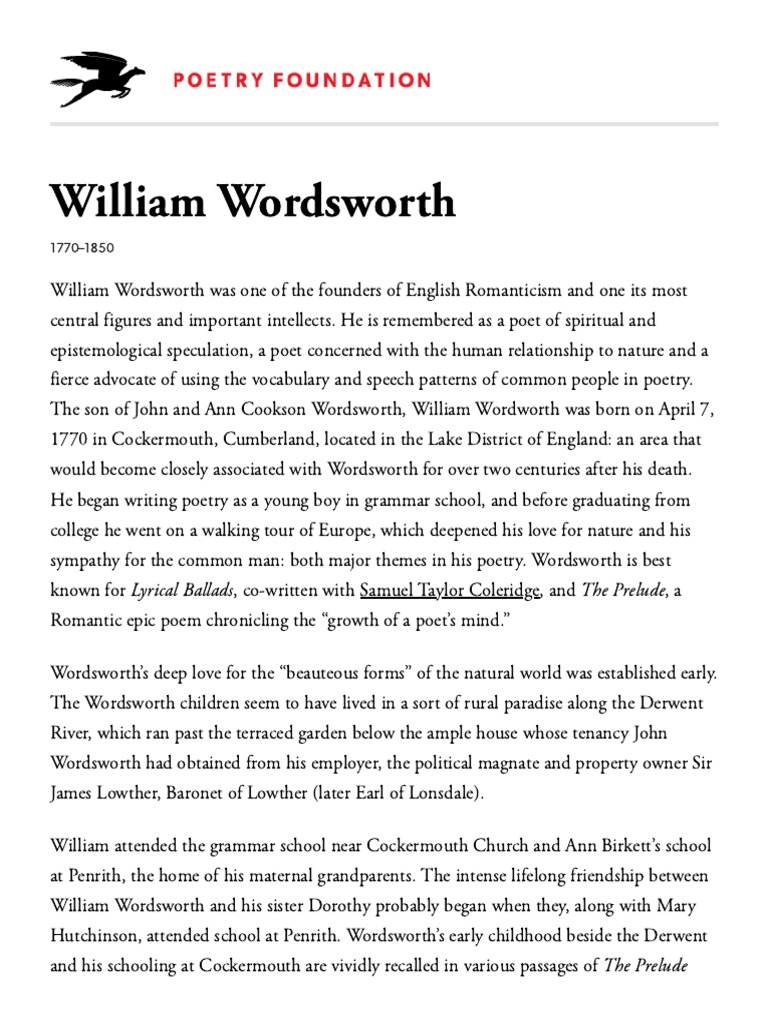 William Wordsworth - Poem | PDF | William Wordsworth
