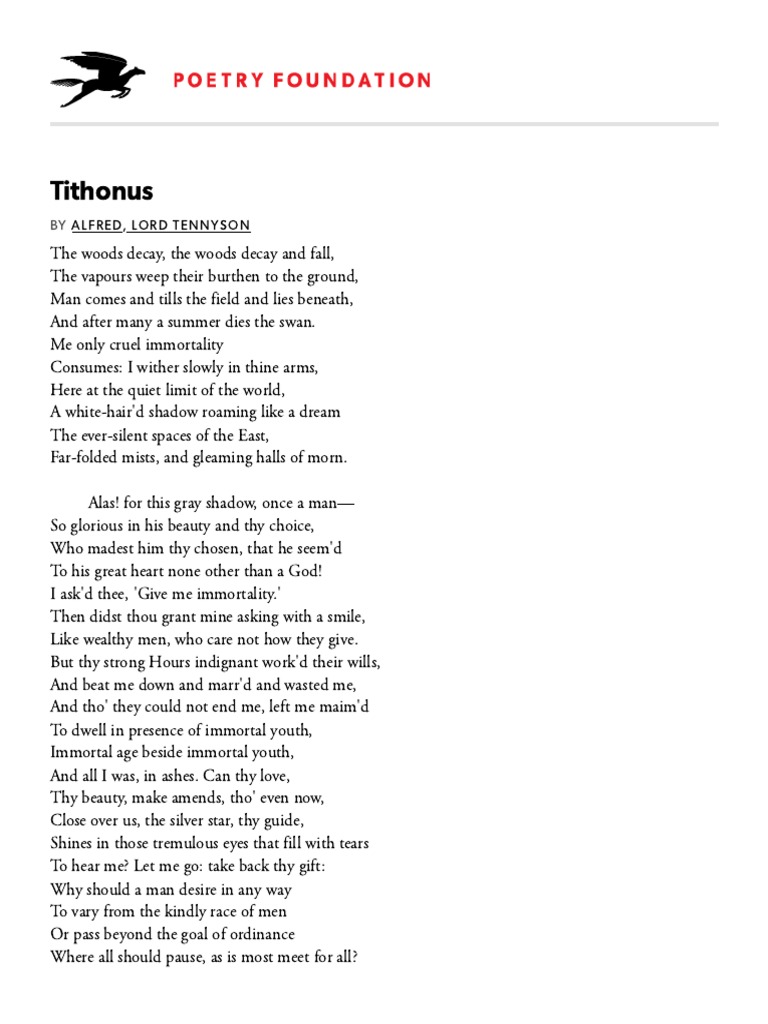 Tithonus by Alfred, Lord Tennyson - Poem | PDF