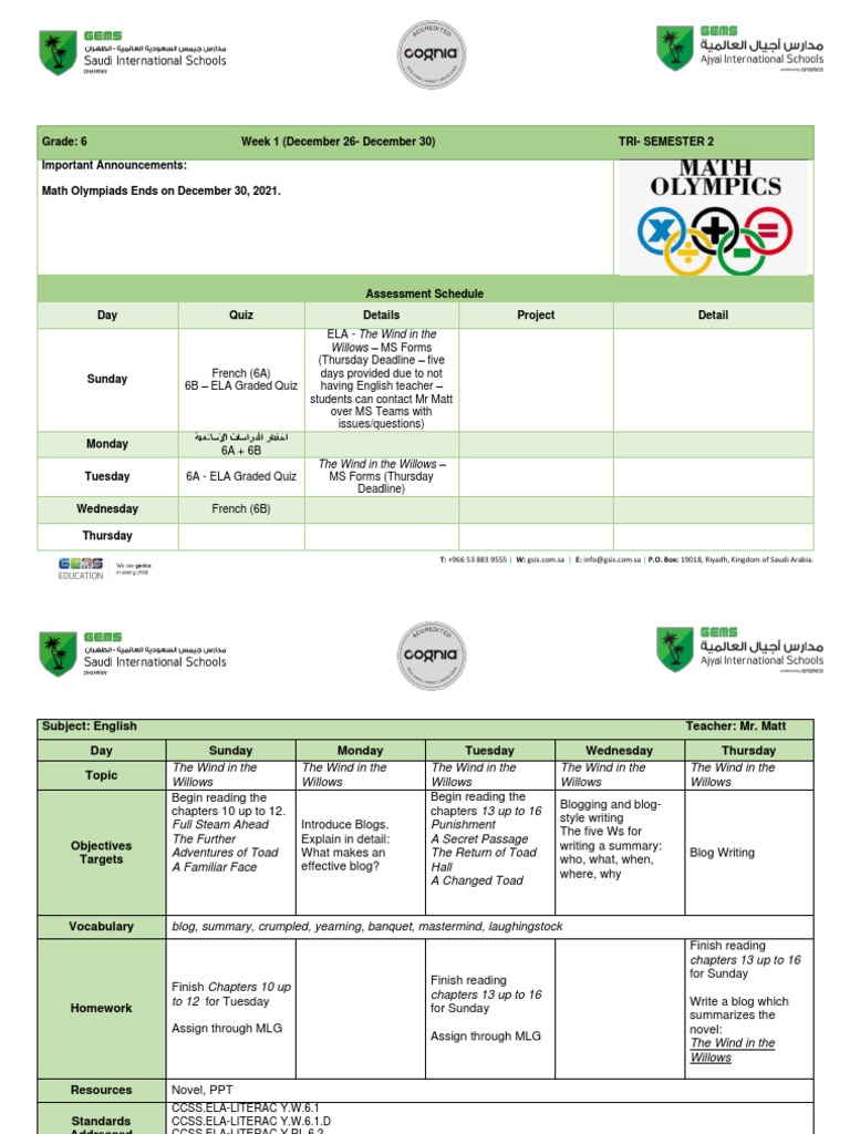 Grade 6 Week 4 Newsletter | PDF | Equations