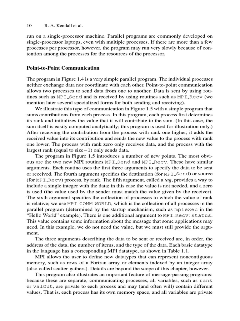 Point-to-Point Communication: MPI Send MPI Recv | PDF | Message Passing ...