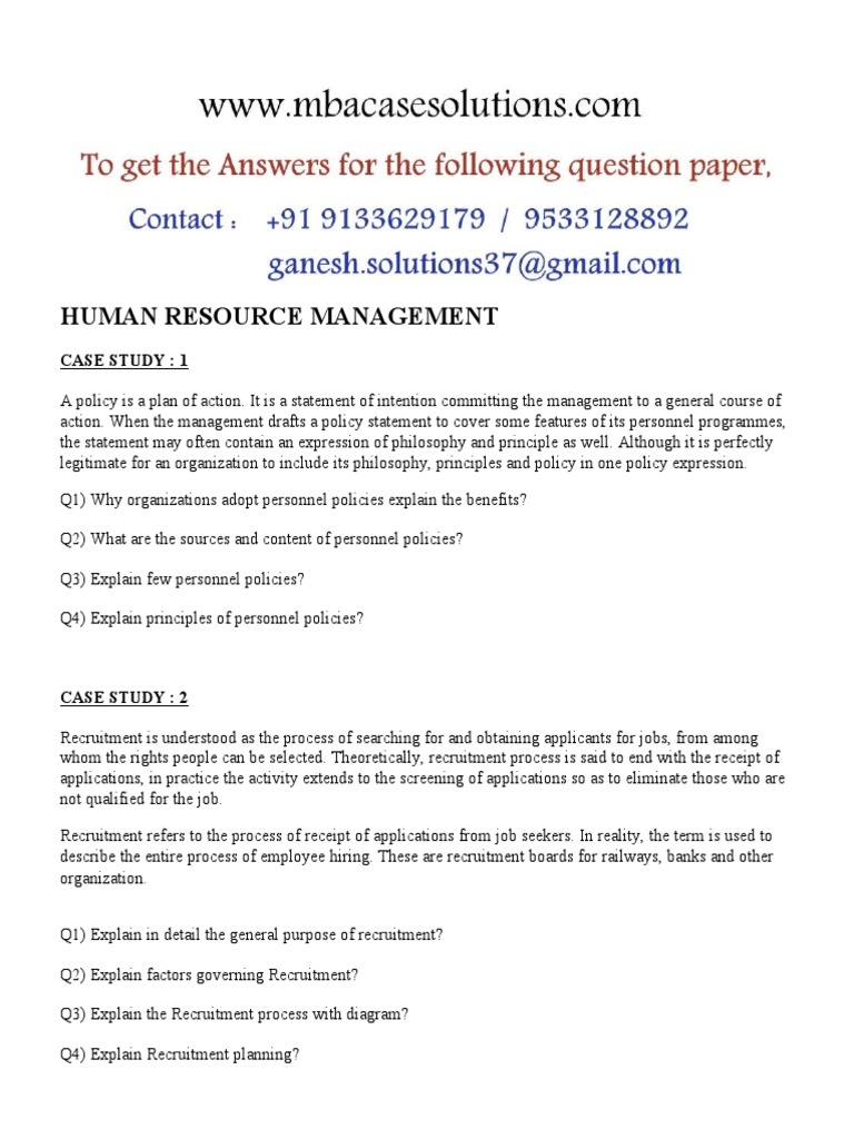 Human Resource Management Case Studies | PDF | Recruitment | Airbus