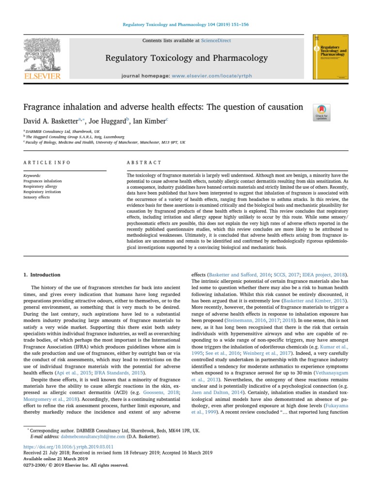Regulatory Toxicology and Pharmacology: David A. Basketter, Joe Huggard ...