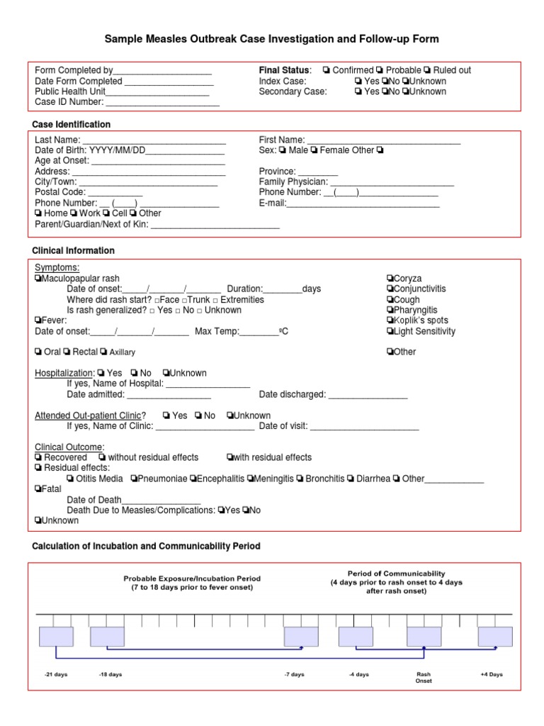 Measles Case Form | PDF | Measles | Diseases And Disorders