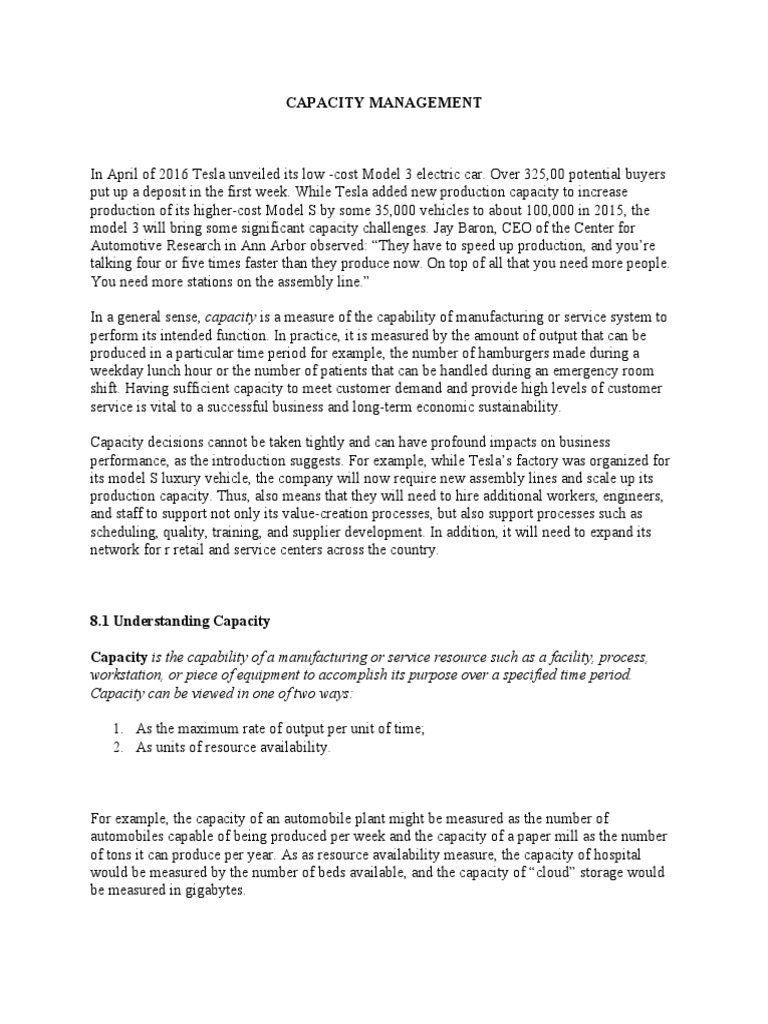 Capacity Management in Operations | PDF | Business Economics | Economies