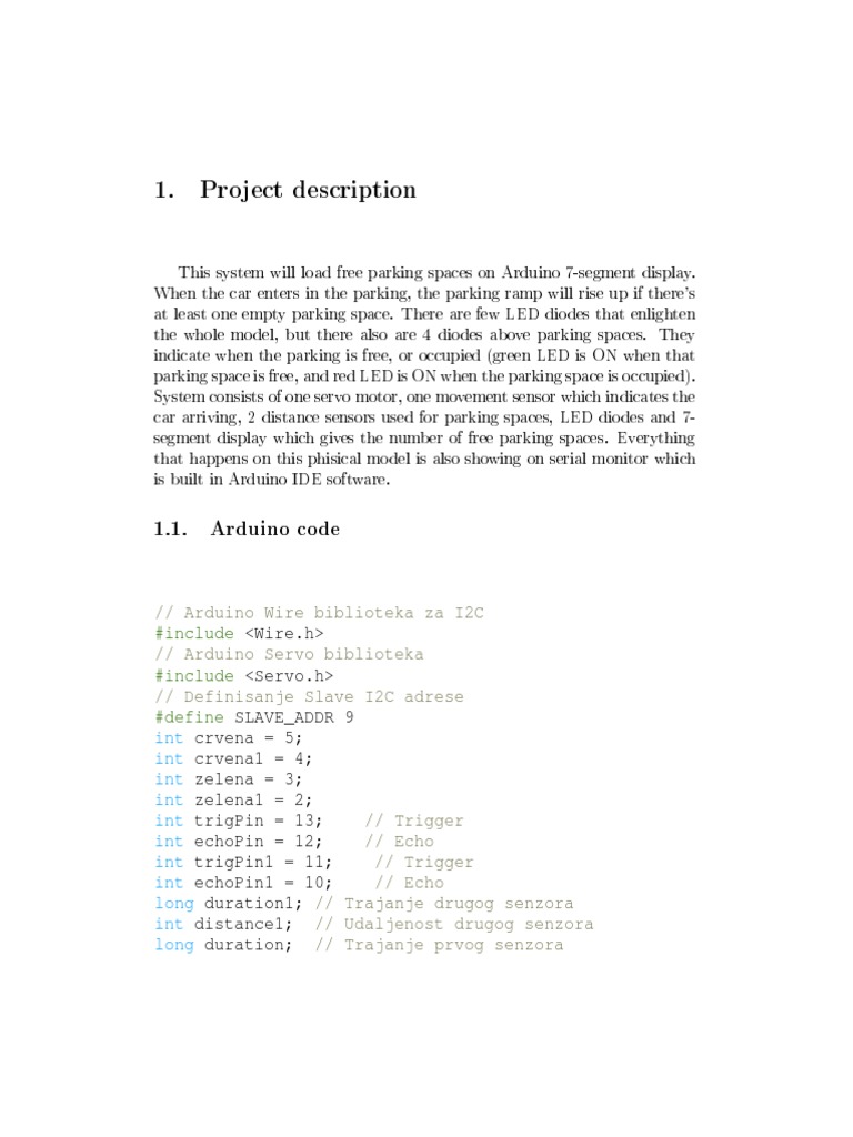 Project Description: 1.1. Arduino Code | PDF | Arduino | Electrical ...