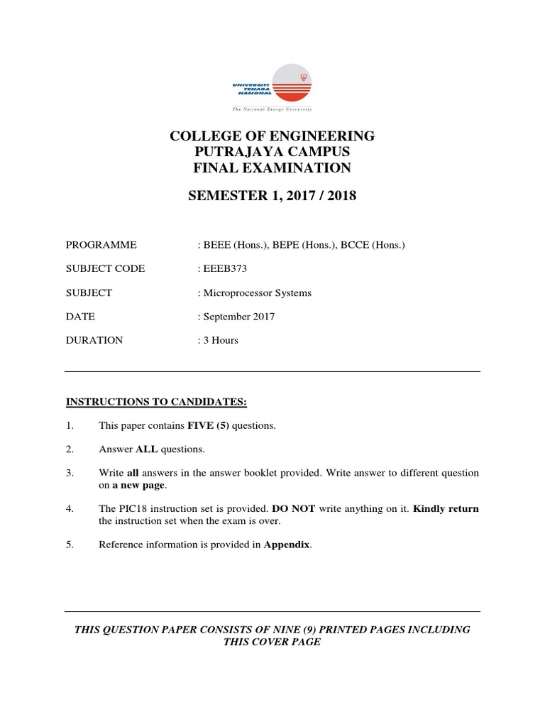 Microprocessor Systems Exam Paper 2017 | PDF | Analog To Digital ...