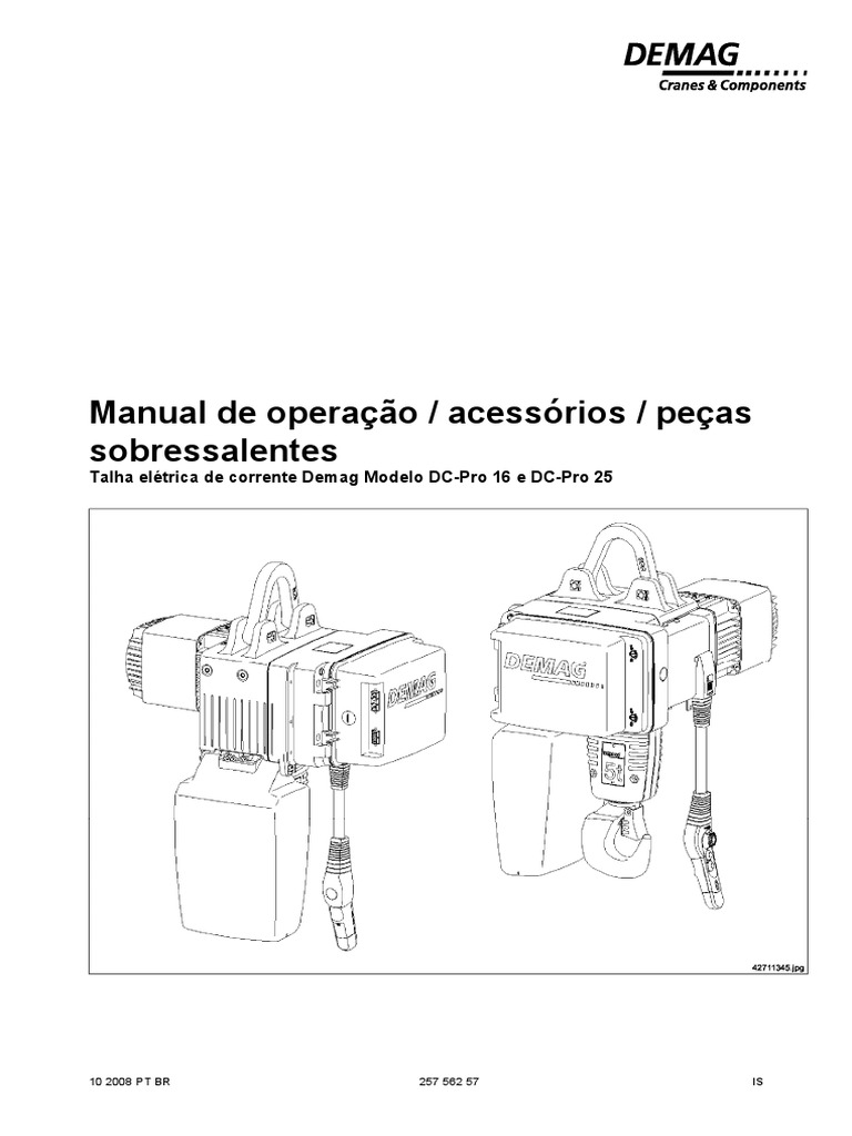 Manual Talha Elétrica Demag DC-Pro 16/25 | PDF | Freio | Corrente elétrica