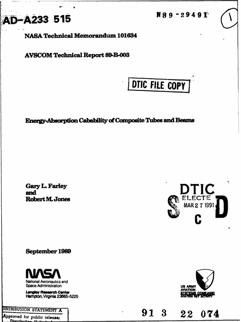 NASA-Energy Absorption Capability of Composite Tubes and Beams | PDF ...