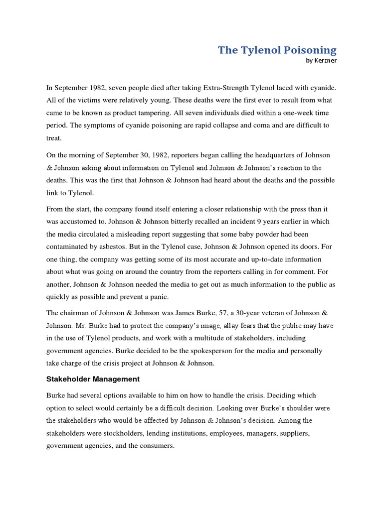 1982 Tylenol Poisoning Crisis Overview | PDF | Loans | Interest