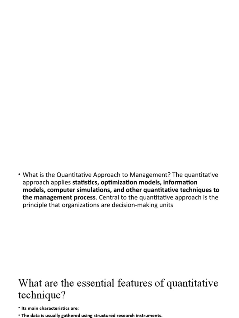 Quantitative Approaches to Management: An Analysis of the Contingency ...
