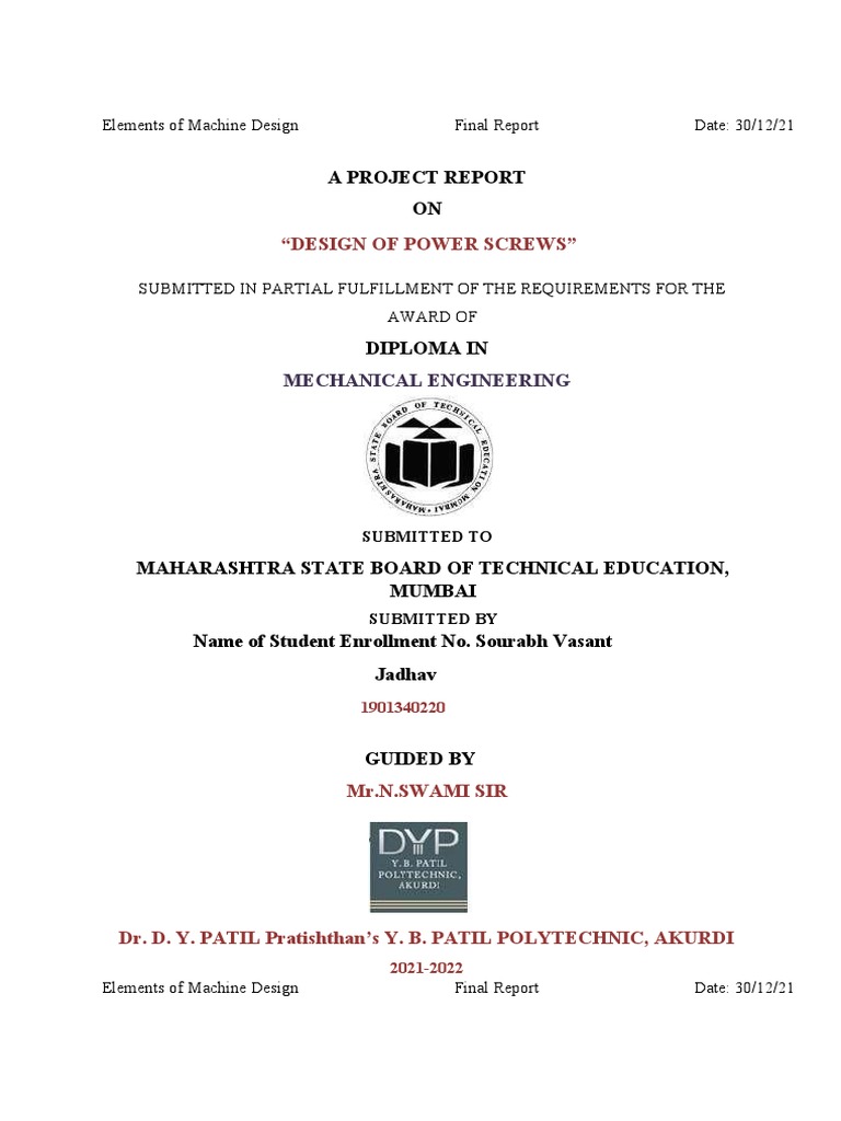 Design of Power Screws | PDF | Screw | Mechanical Engineering