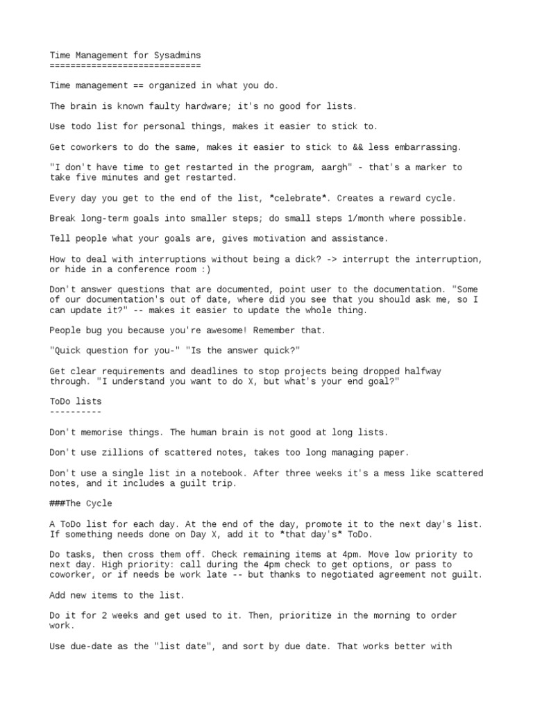 Time Management Notes | PDF | Computing