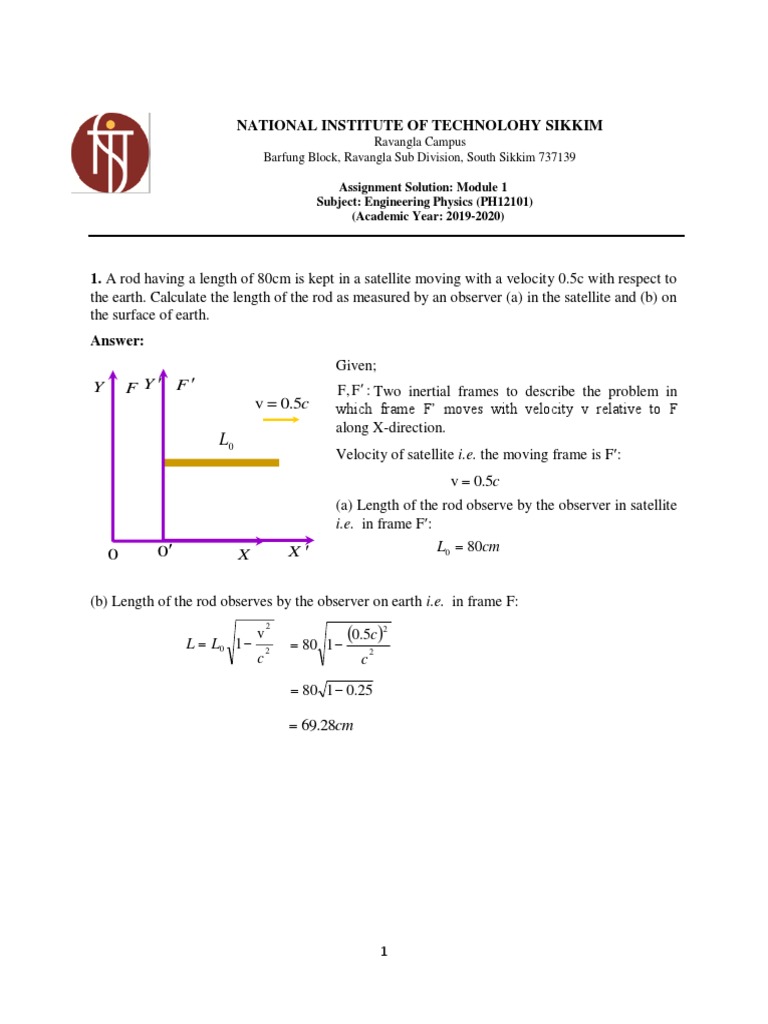 Assignment Solution Engg Phys Relativity | PDF | Electronvolt | Mass