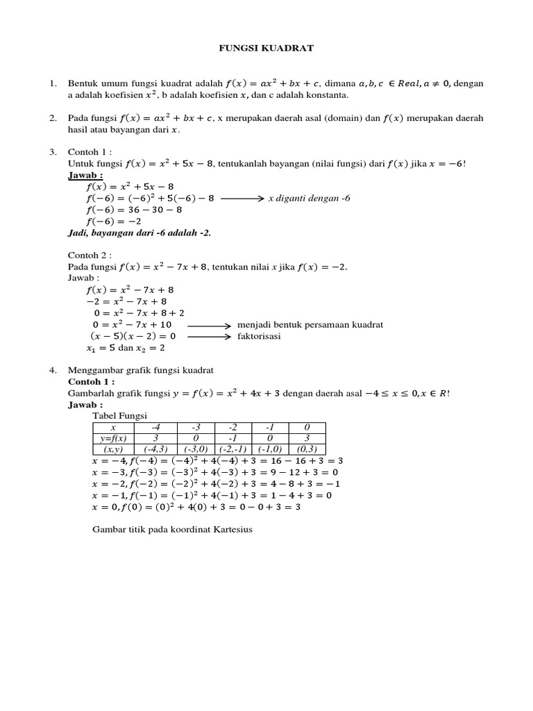 Fungsi Kuadrat | PDF | Metode & Bahan Ajar