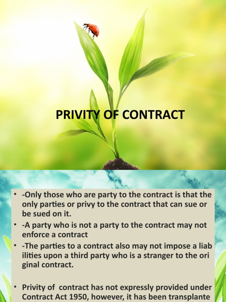 Privity of Contract | PDF | Assignment (Law) | Contract Law