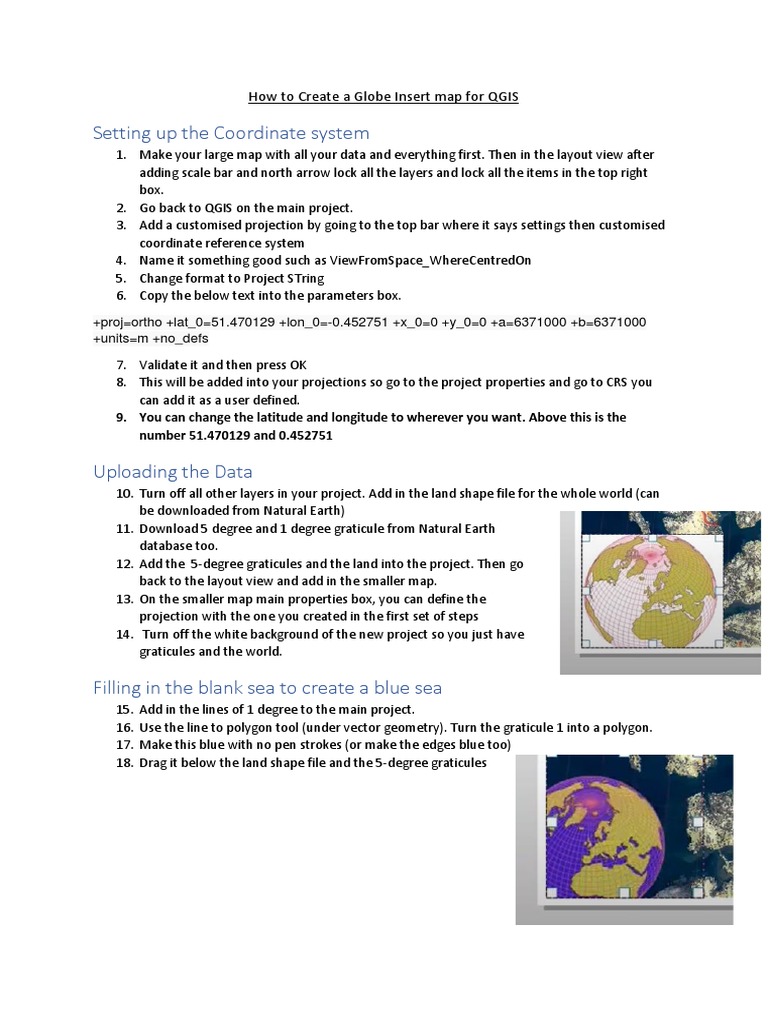 How To Create A Globe Insert Map For QGIS | PDF | Map | Computing