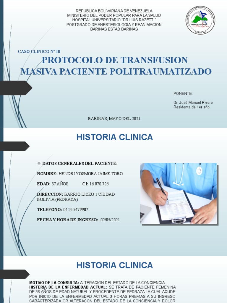CASO CLINICO Transfusion Masiva | PDF | Tejido (biología) | Patologia ...