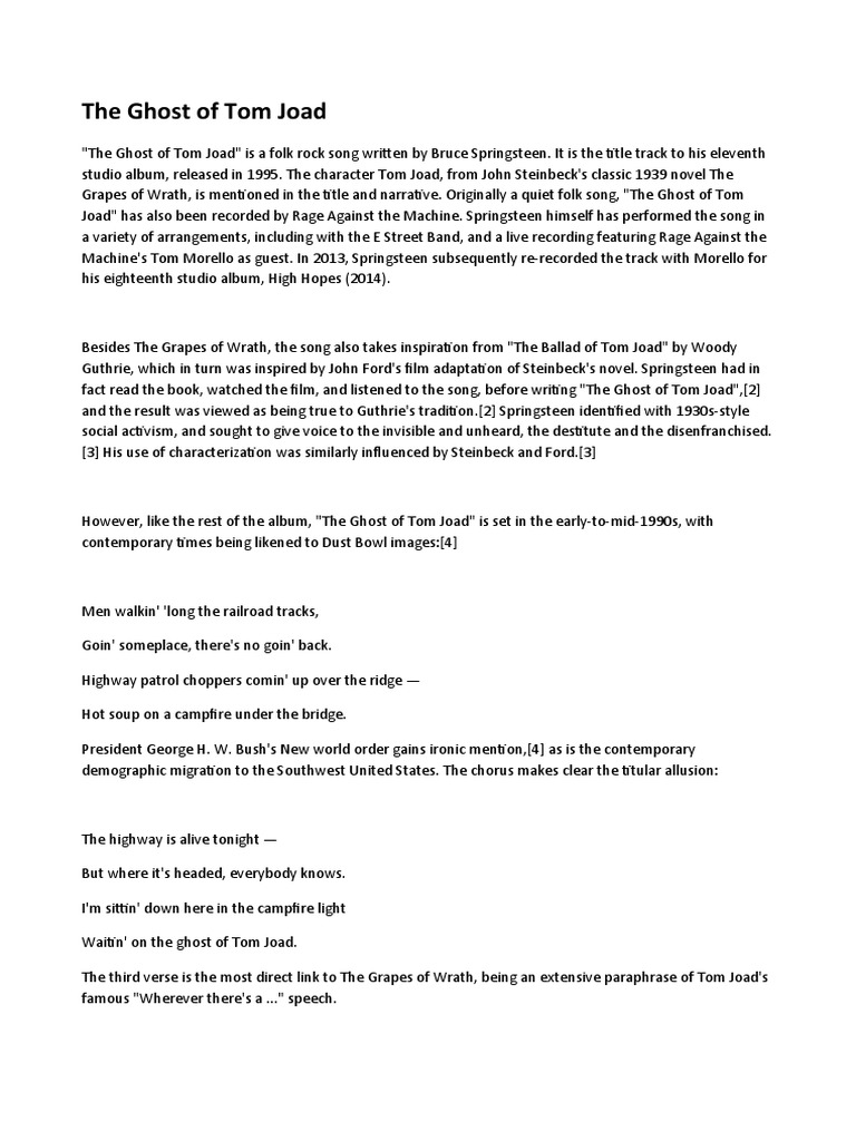 The Ghost of Tom Joad | PDF | Bruce Springsteen