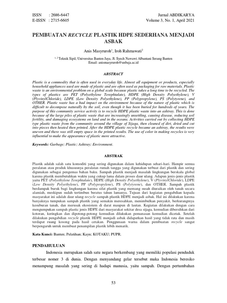 Pembuatan Recycle Plastik Hdpe Sederhana Menjadi Asbak | PDF | Plastic ...