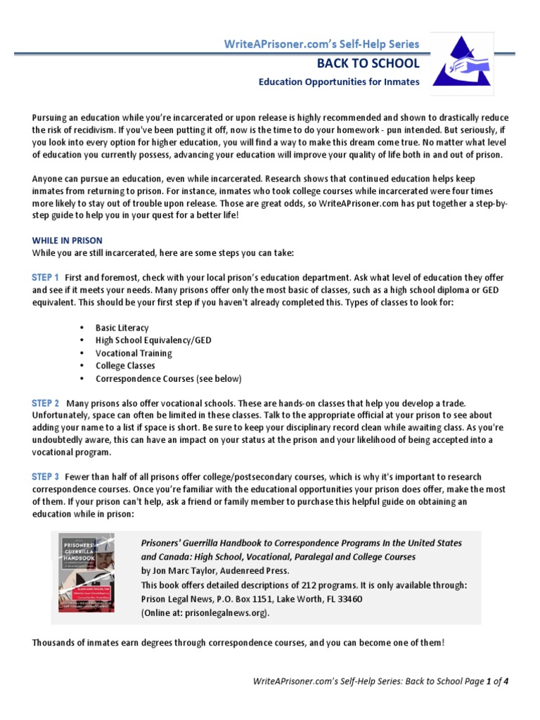 Back To School: Education Opportunities For Inmates | Download Free PDF ...