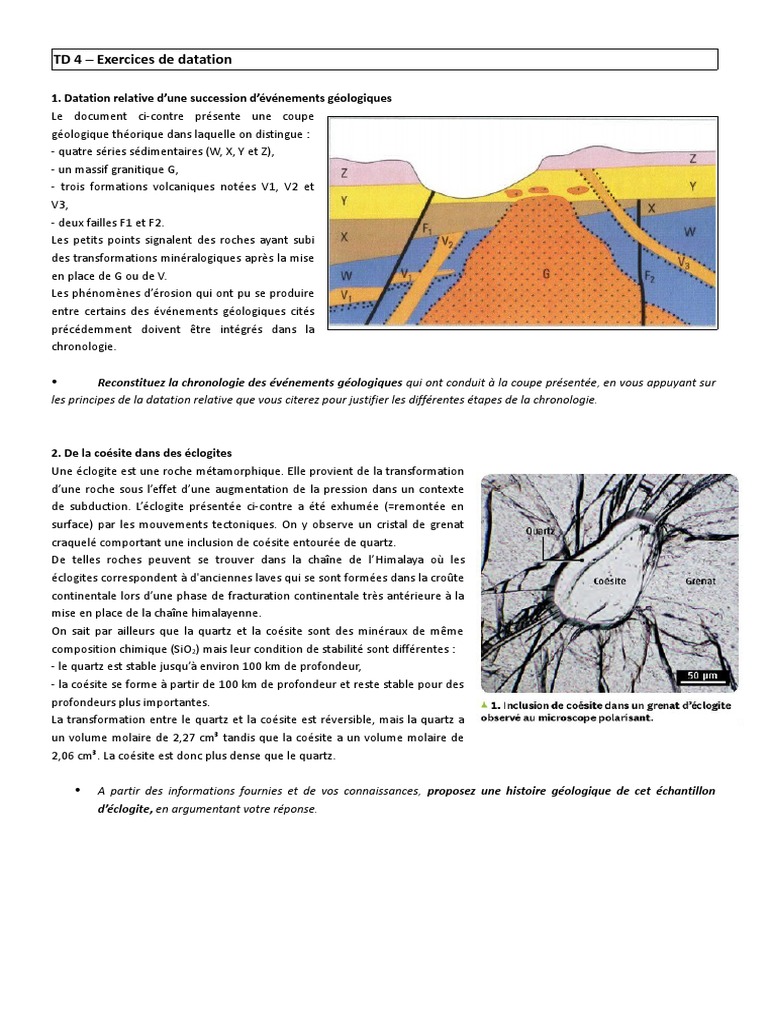 TD 4 - Exercices de Datation: 1. Datation Relative D'une Succession D ...