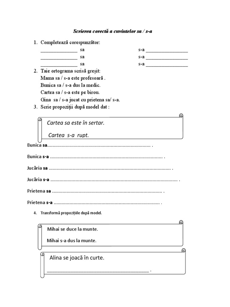 Scrierea Corecta A Cuvintelor Sa | PDF