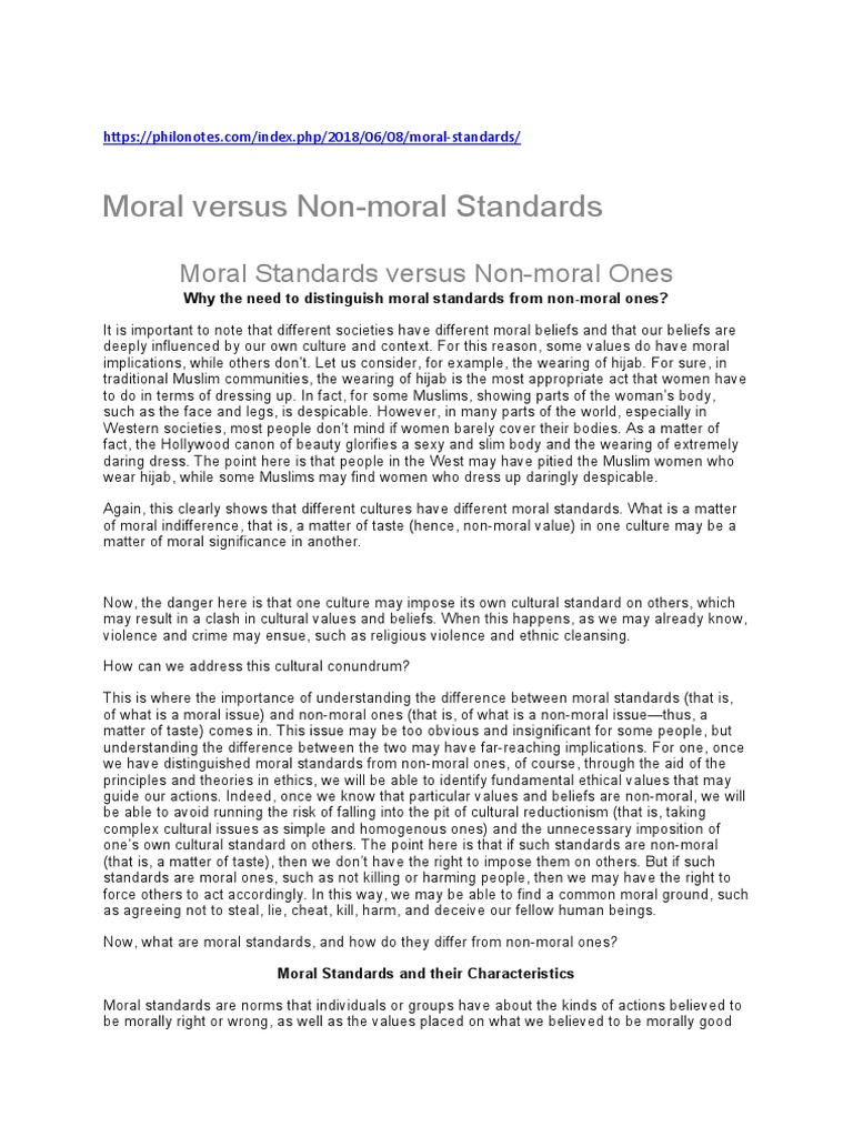 Distinguishing Moral and Non-Moral Standards | PDF | Morality | Value (Ethics)