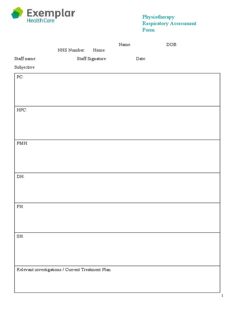 Physio Respiratory Ax Template | PDF | Health Sciences | Physiology