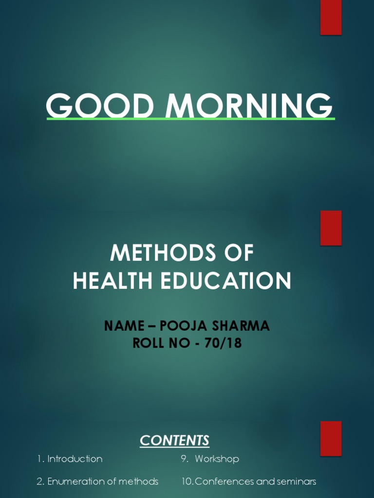 Methods of Health Education | PDF | Lecture | Health Education
