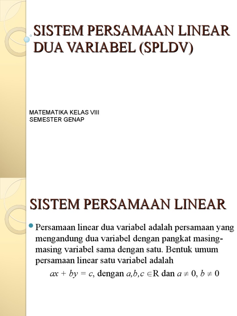 Sistem Persamaan Linear Dua Variabel | PDF | Metode & Bahan Ajar