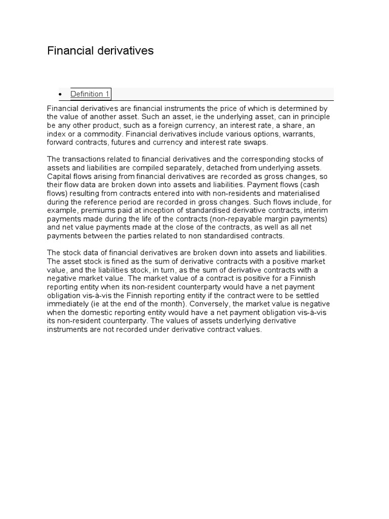 Financial Derivatives: Definition 1 | PDF | Finance & Money Management ...