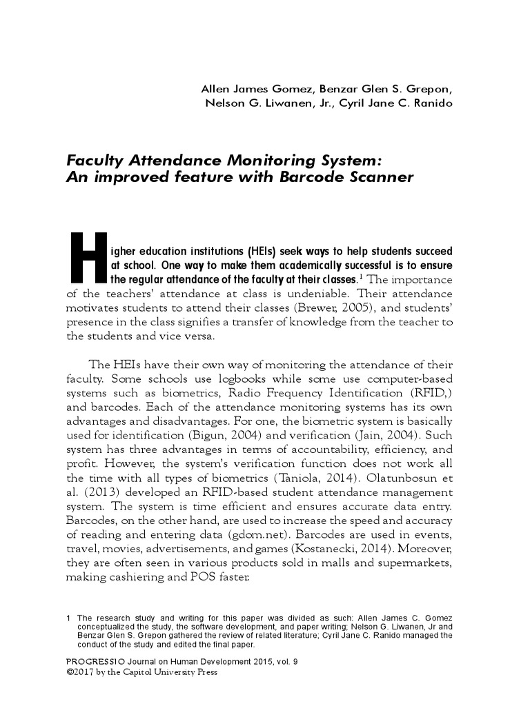 Faculty Attendance Monitoring System: An Improved Feature With Barcode ...