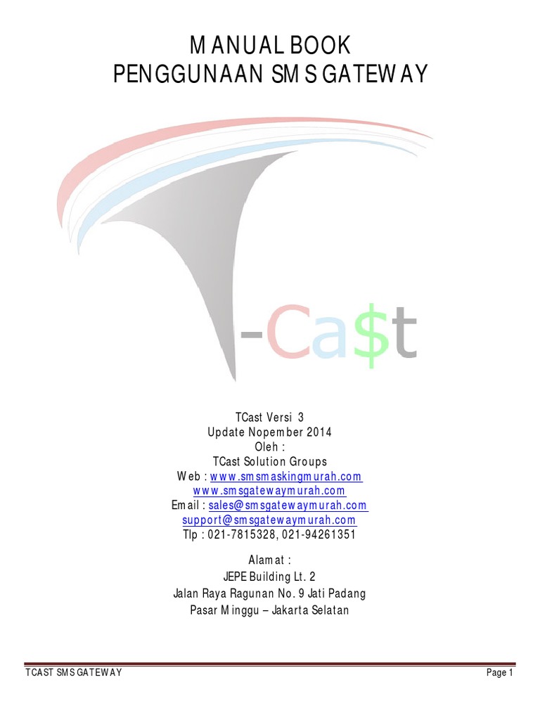 Panduan TCast SMS Gateway | PDF