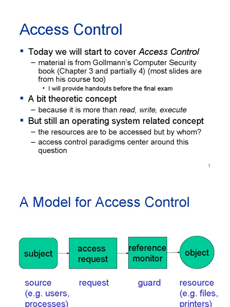 Access Control: Today We Will Start To Cover Access Control | PDF ...